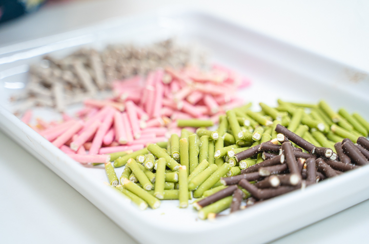 Matcha Pocky Cake with Herringbone Decoration