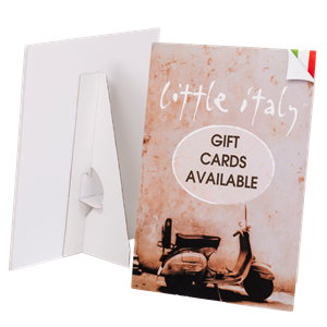 Fast Printed Laminated Counter cards with easel back in NYC