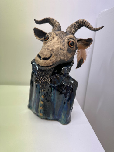 Glazed ceramic goat figure | Nelson City Framers