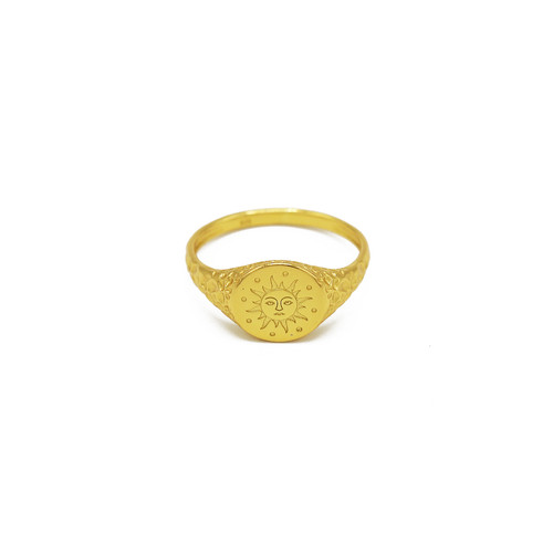 Gold Plated Signet Ring with sun detail | Bloom and Bay