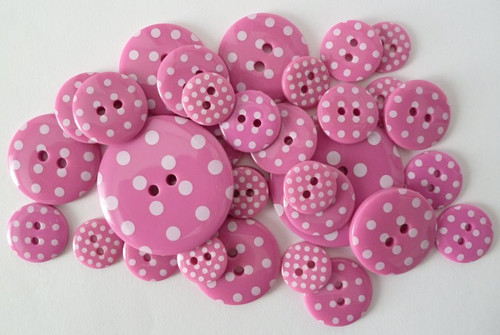 Polka Dot Buttons :: Bright Pink | paper-and-string