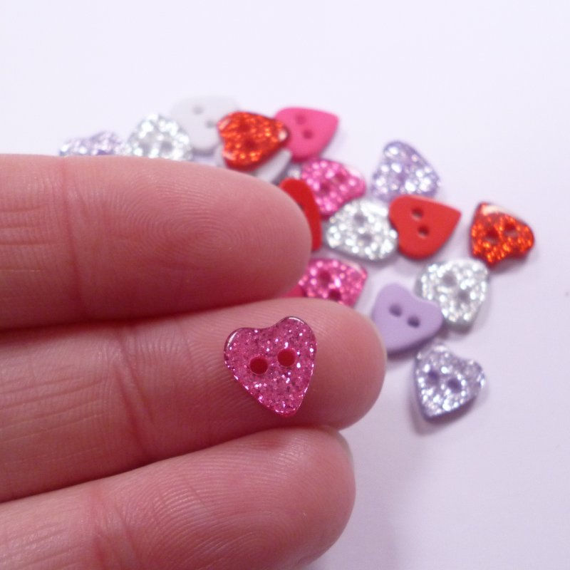 Tiny Glitter Heart Button Pack | paper-and-string