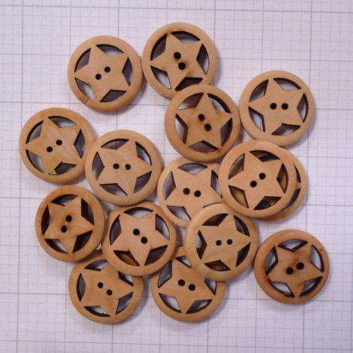 Wooden Button Pack :: Cut Out Stars | paper-and-string