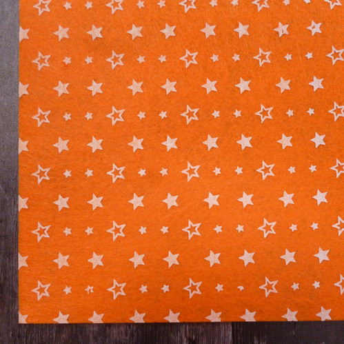 Outline Star Printed Felt Square :: Orange | paper-and-string