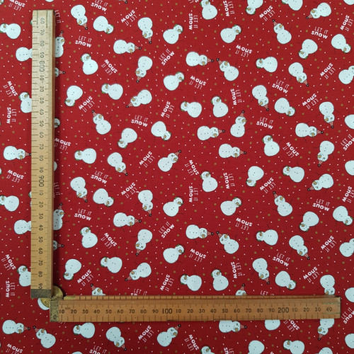 Fabric :: Emmitt & Ivy :: Snowman on Red | paper-and-string