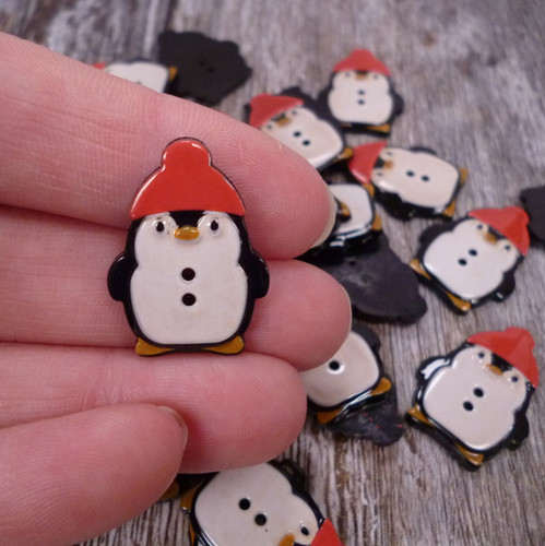 Individual Buttons :: Bobble Hat Penguin | paper-and-string