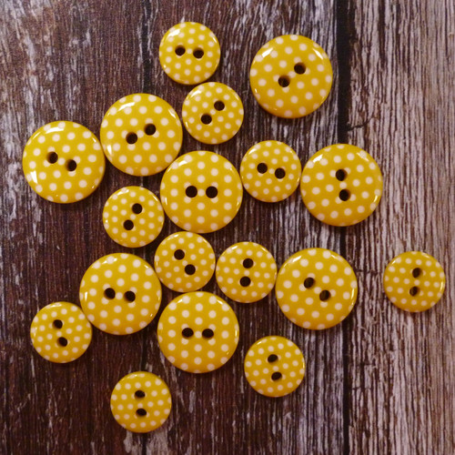Domed Polka Dot Buttons :: Yellow | paper-and-string