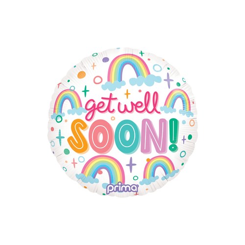 18" Round Get Well Soon Rainbows | Prima Balloons