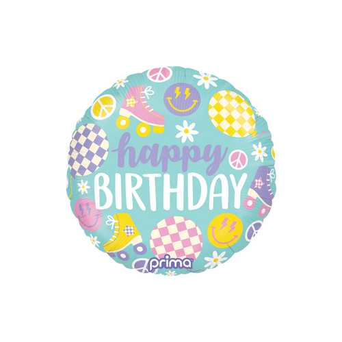 18" Round Retro Skates Birthday | Prima Balloons