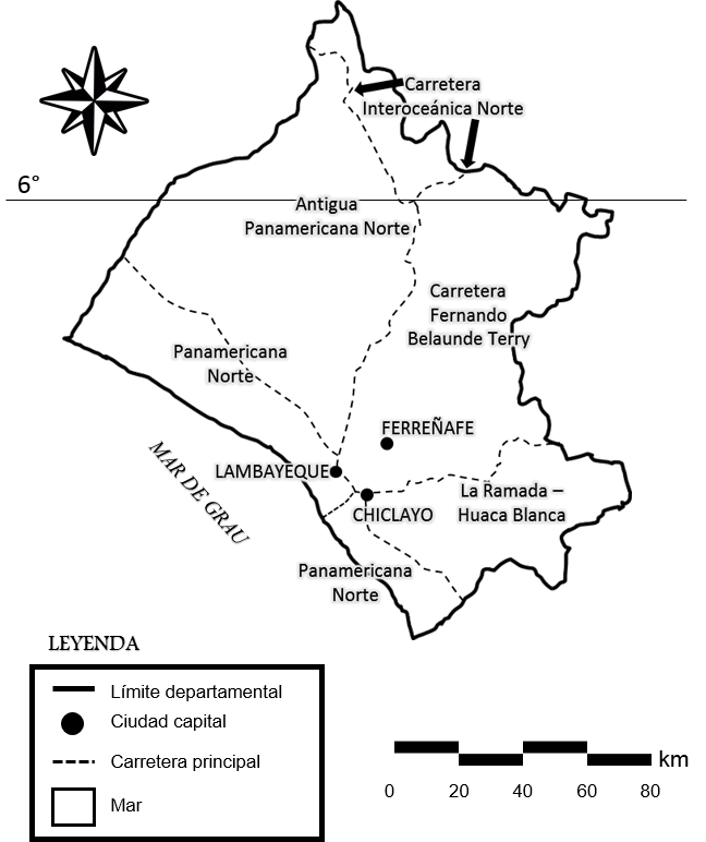 Mapa vial de Lambayeque