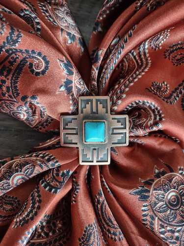 Wild Rag SLIDE 528 Copper Navajo Cross with Turquoise stone Concho ...