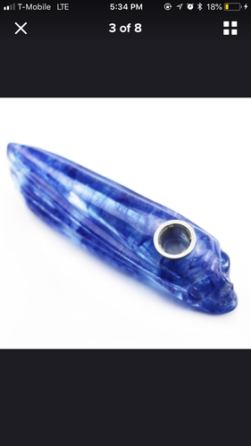 Blue Carved Melting Crystal Skull Pipe | HoC Bookstore