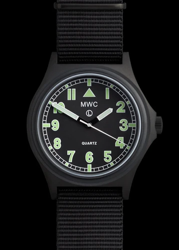 MWC G10 100m / 330ft Water resistant Black PVD Steel Military Watch ...