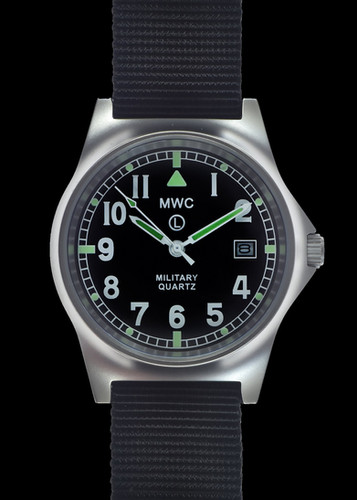 MWC G10 LM Stainless Steel Military Watch on Black NATO Strap with Date ...