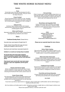 MENUS | The White Horse