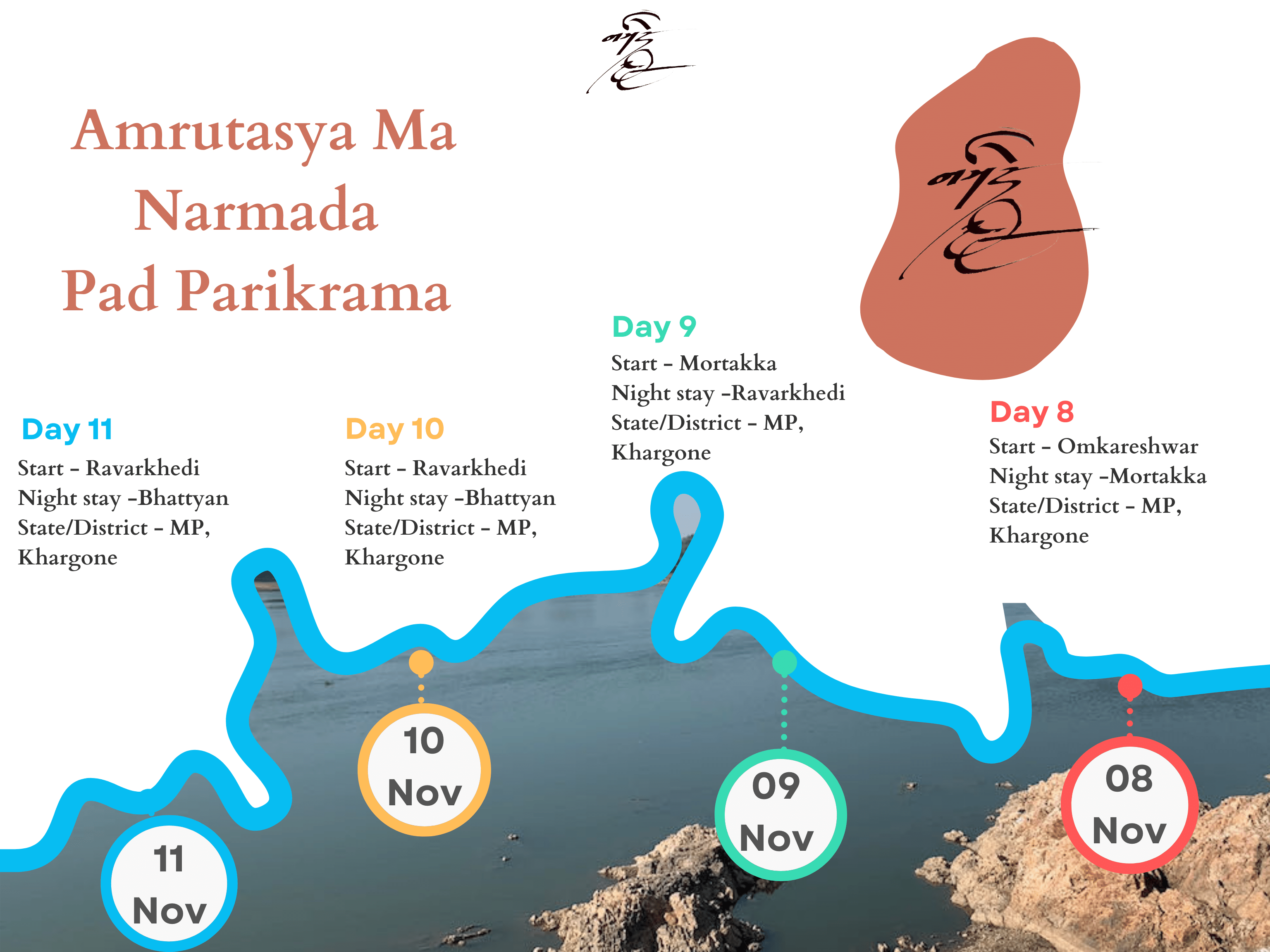 Narmada Parikrama days range from the 8th to 11th