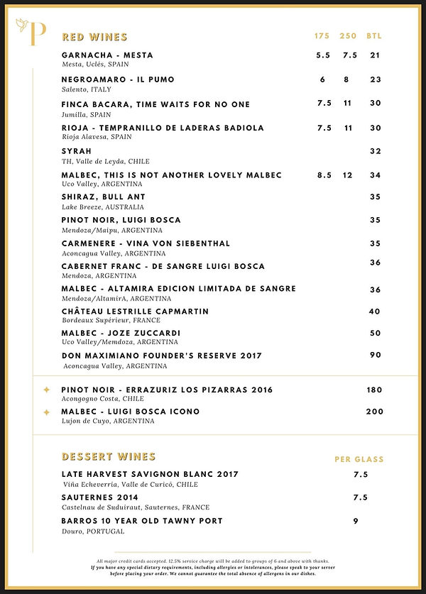 WINE MENU | PALOMA NEW