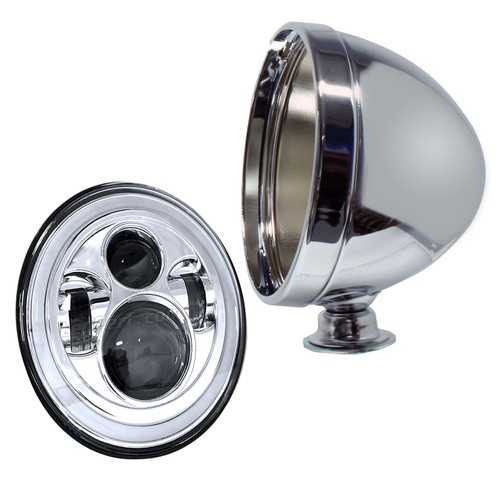 Pair of Front 7" LED Headlights - Chrome | Buggy Builders