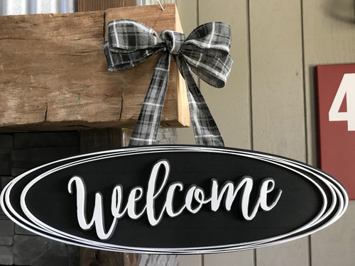 Modern Farmhouse Oval Wood Welcome Sign | My Site