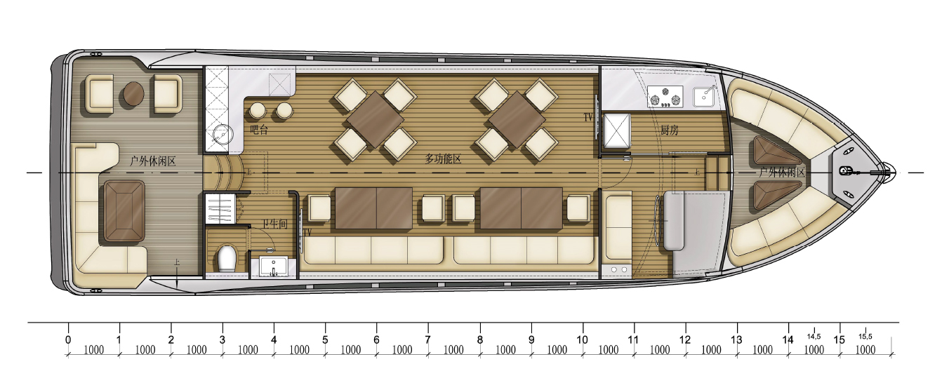 Best priced 15m Luxury Limousine Yacht Layout options