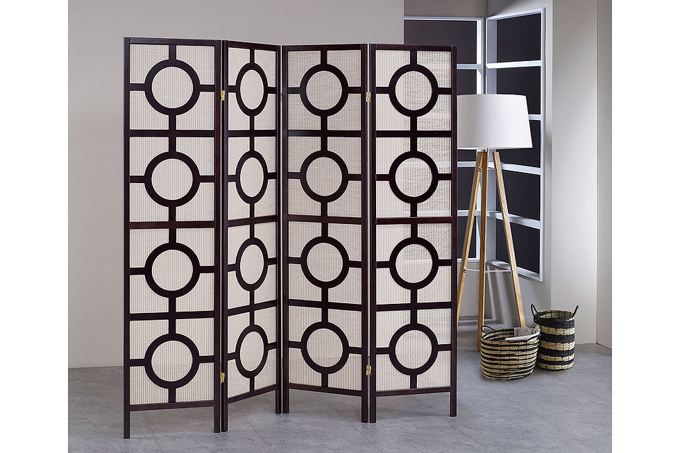 Divider: 4 Panel Wood Screen with Jute Inlay - Circles | buen-hogar ...