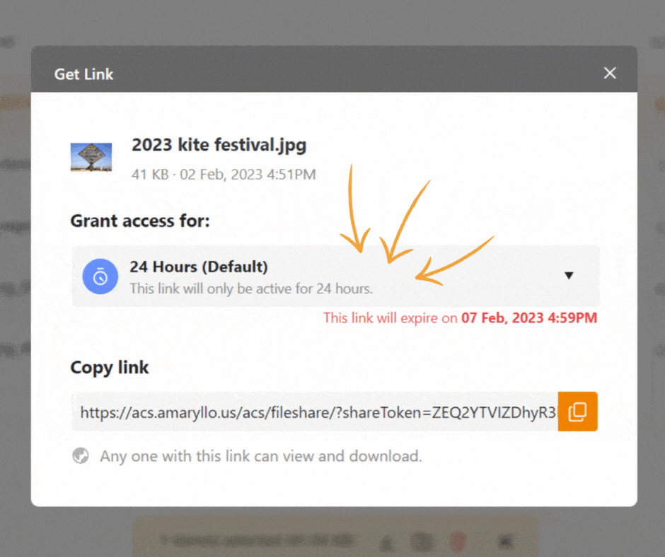 Introducing the new 24-hour expiration feature for shared links!