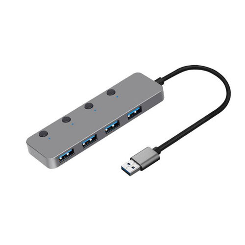USB-A 4 Port Data Hub with Individual Switch | Cable Technology Corp.