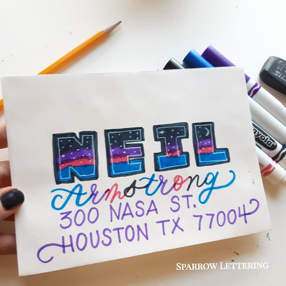 Galaxy Lettering Envelope Tutorial