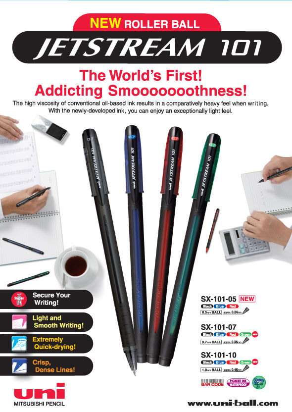 Uni Jetstream 101 Capped Ballpoint Pen 0.5mm/0.7mm/1.0mm | MOSTA