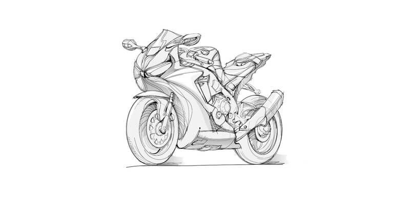 How to draw a motorbike with pencil step-by-step drawing tutorial