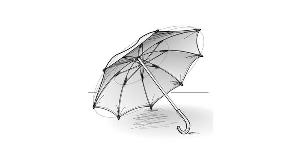 How to draw an umbrella step-by-step drawing tutorial