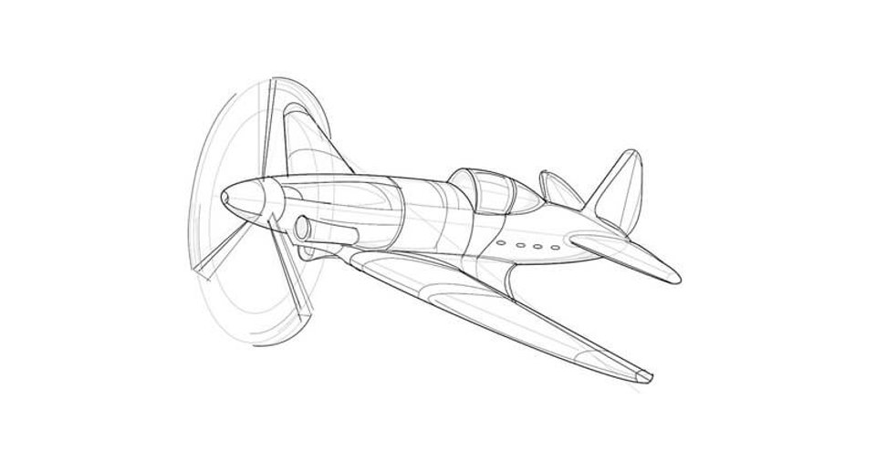 How to draw a WW2 fighter jet with a pencil. How to draw a plane step ...