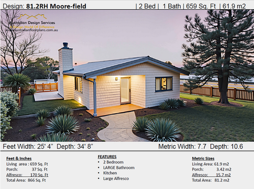 61.9 m2 | 659 Sq Ft | House Plan | 2 Bed | 1 Bath | 81.2RH Moorefield ...