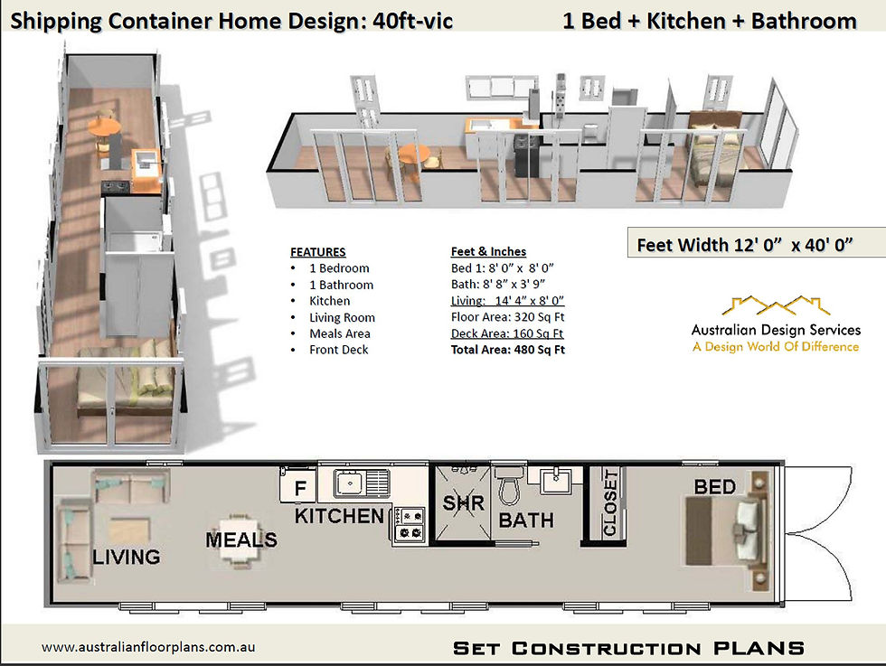 40 Foot Shipping Container Home Plan:40ft -VIC | Construction Set of ...