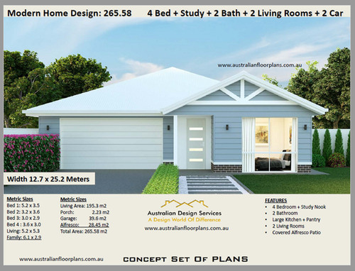 Modern Home Design: 265.58 : 4 Bed + 2 Bath | Australianfloorplans