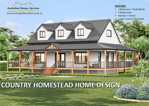 276.6LH Homestead: Working Drawings 3 Bedroom House Plans ...