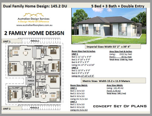 Dual Family Home Design: 145.2 DU | Australianfloorplans