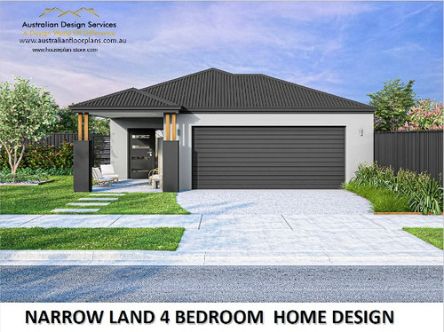 Efficient and Stylish: Narrow Land 4 Bed: Small Home Designs: 224RH ...