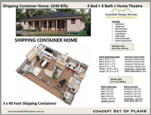 Best Selling 4 Bedroom Container Home/ 3x40 foot | Concept Home Plan ...