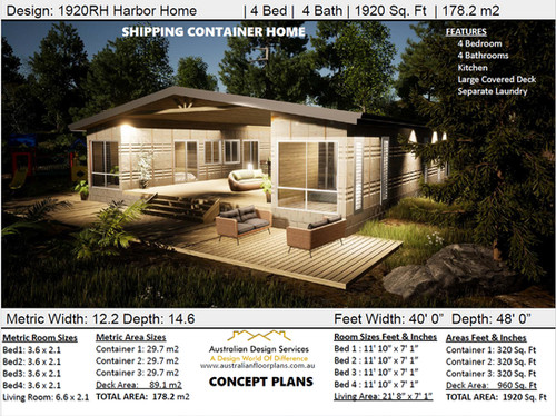 Shipping Container Home Design 4 Bed | 4 Bath | Australianfloorplans
