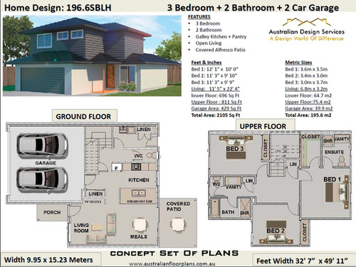 Small Narrow Land Home Design: 196.6SBLH House Plan | Australianfloorplans