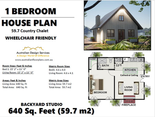 1 Bed Home Design Working Drawings: 59.7 Country Chalet ...