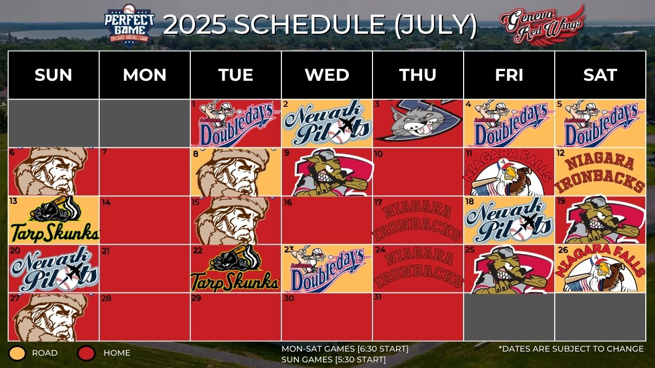 GENEVA RED WINGS ANNOUNCE SCHEDULE FOR 2025 PGCBL SEASON