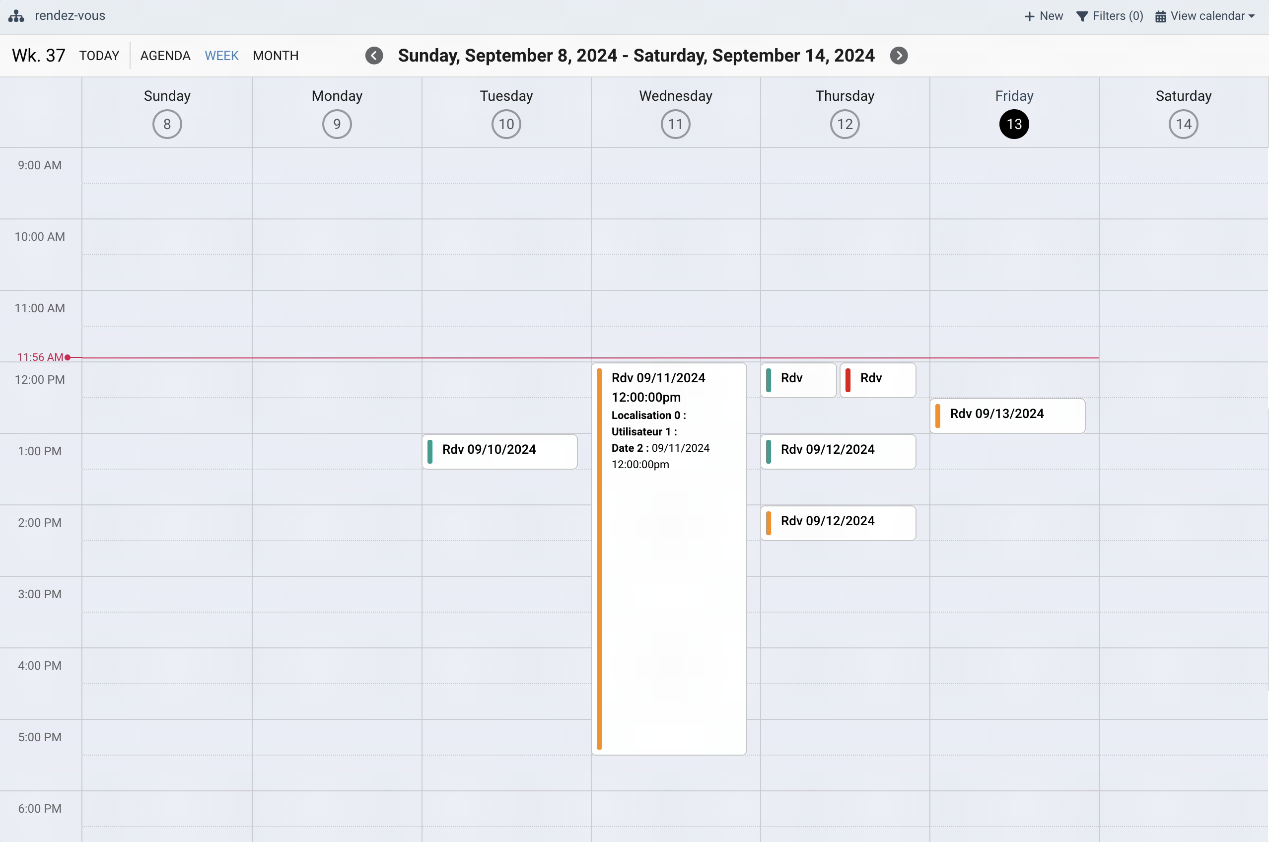 Calendar view
