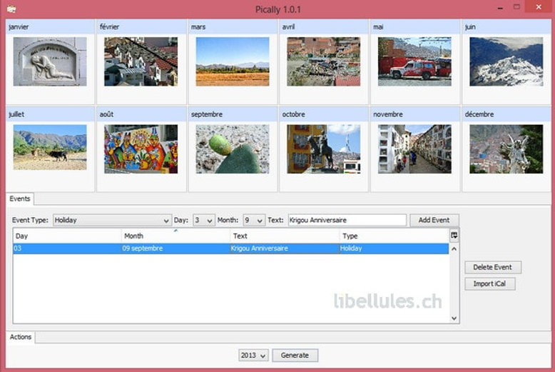 Pically - fabriquez votre propre calendrier imprimable en ligne