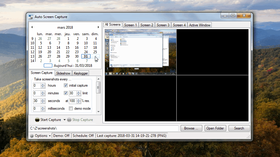 Auto Screen Capture - utilitaire capture écran automatique | libellules.net