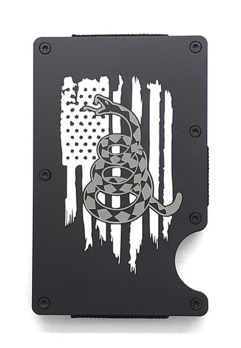 Minimalist RFID Wallet - US flag with DTOM snake | laseroneengraving
