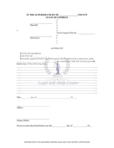 Civil Procedure - Generic Affidavit | Self-Help Center