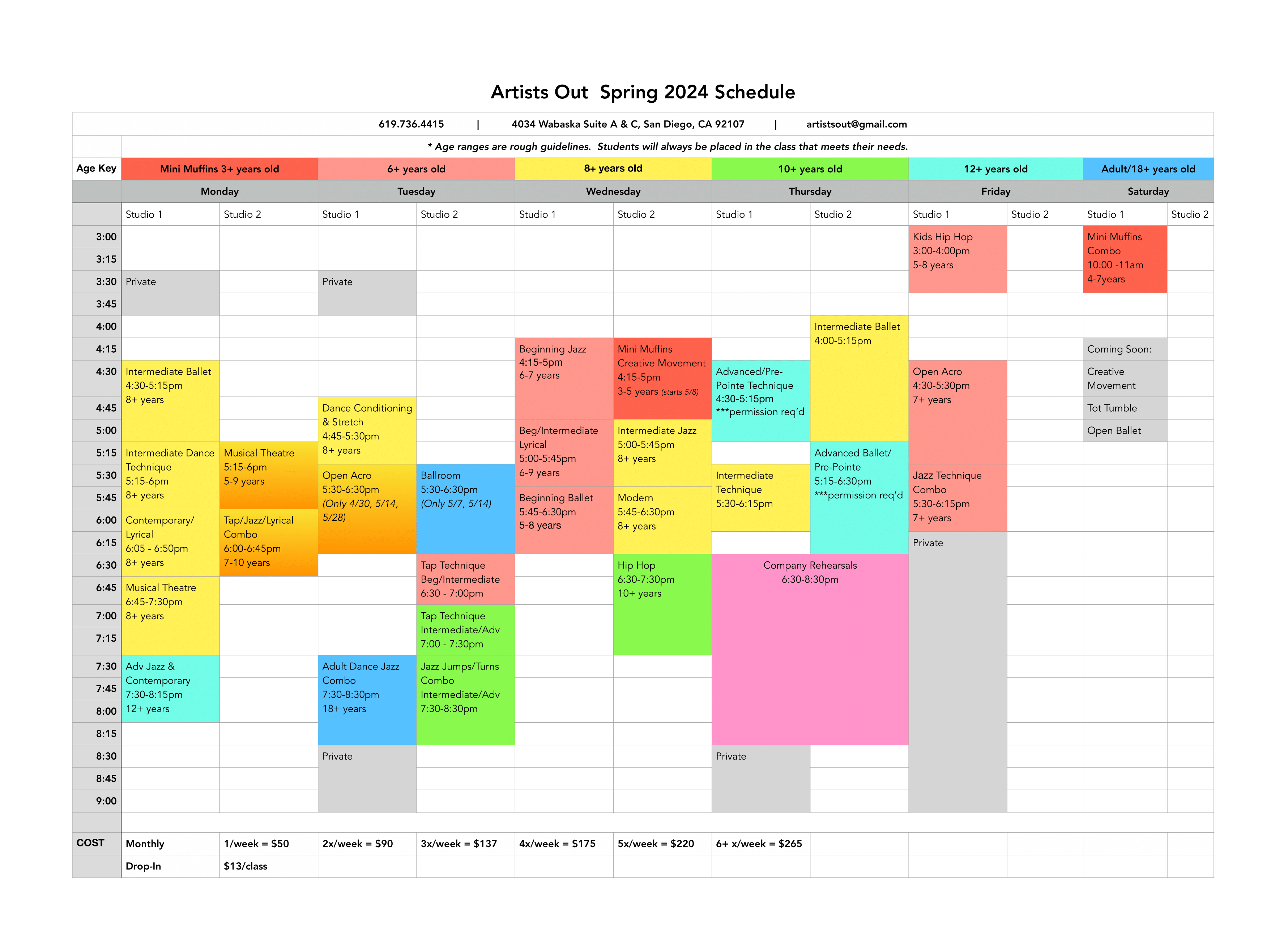Schedule | Artists Out