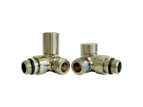Circulus Brushed Nickel Corner Valve Set | Radox Radiators